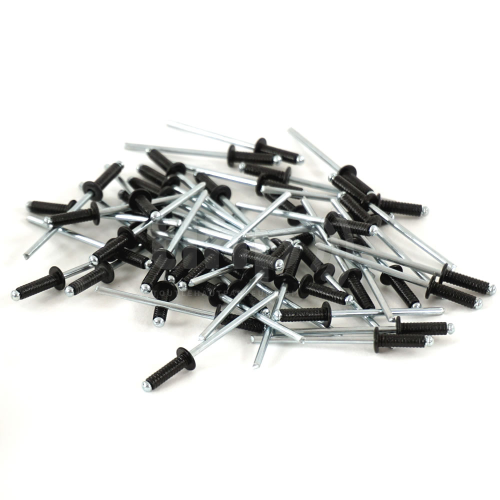 Grooved type blind rivet, zinc-plated steel mandrel, black painted ...